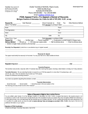 Fillable Online foia PUBLIC forms packet (1) - twp.northville.mi.us Fax ...