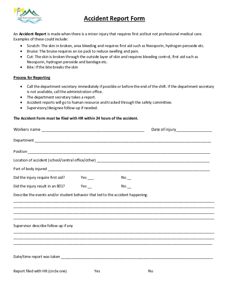 Fillable Online 801 Form Incident Report The following side ... - scesd ...