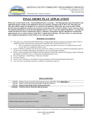 Fillable Online Final Short Plat Application Fax Email Print - pdfFiller