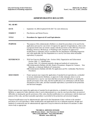 DEPARTMENT OF BUILDING INSPECTION - sfdbi.org Doc Template | pdfFiller