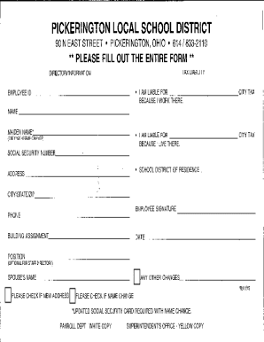 Fillable Online District Office - Pickerington Local School ...