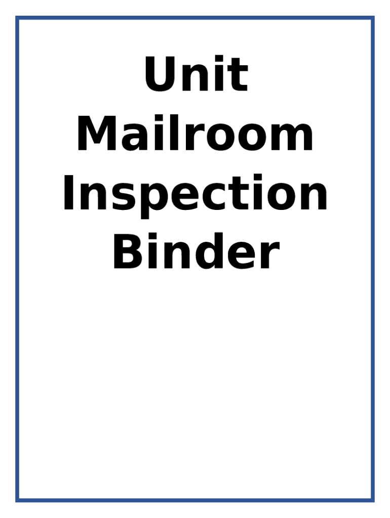 Unit Mailroom Inspection Binder Doc Template | pdfFiller