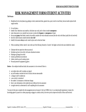 RISK MANAGEMENT -STUDENT ACTIVITIES Doc Template | pdfFiller