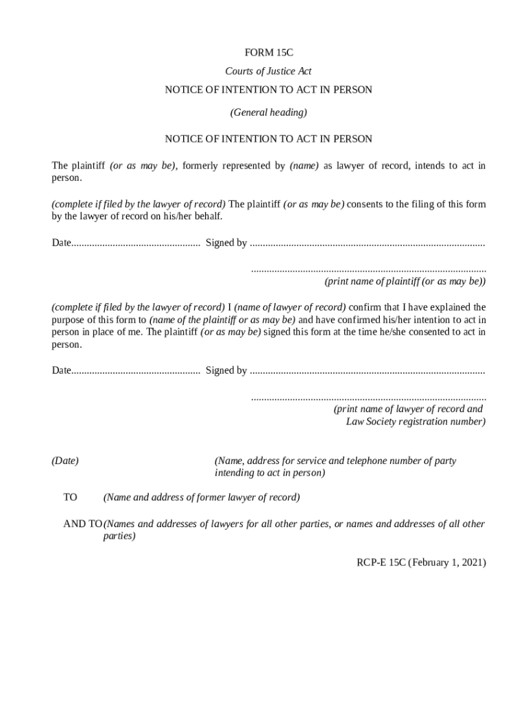 How To Fill 15c - Fill Online, Printable, ... - ontariocourts on Doc ...