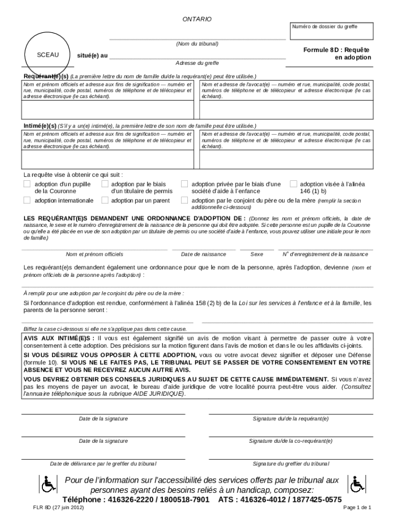 FLR 8D - Ontario Court s - ontariocourts on Doc Template | pdfFiller