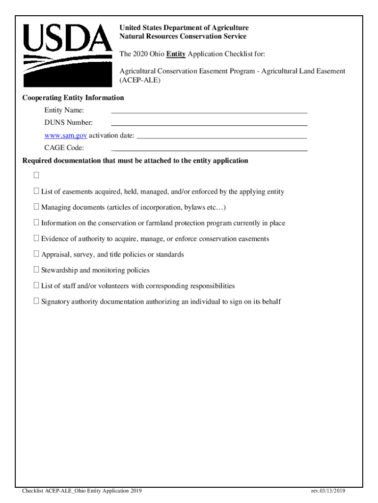 Fillable Online The 2020 Ohio Entity Application Checklist for ... Fax ...