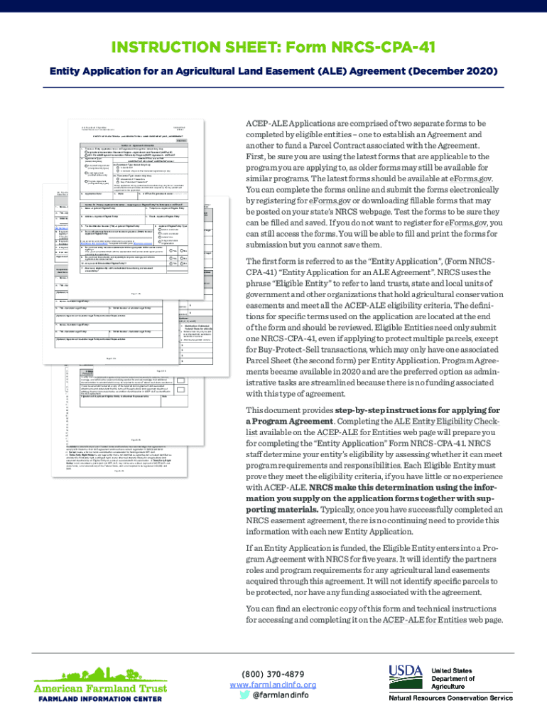 Fillable Online INSTRUCTION SHEET: Form NRCS-CPA-41 - Natural ... Fax ...
