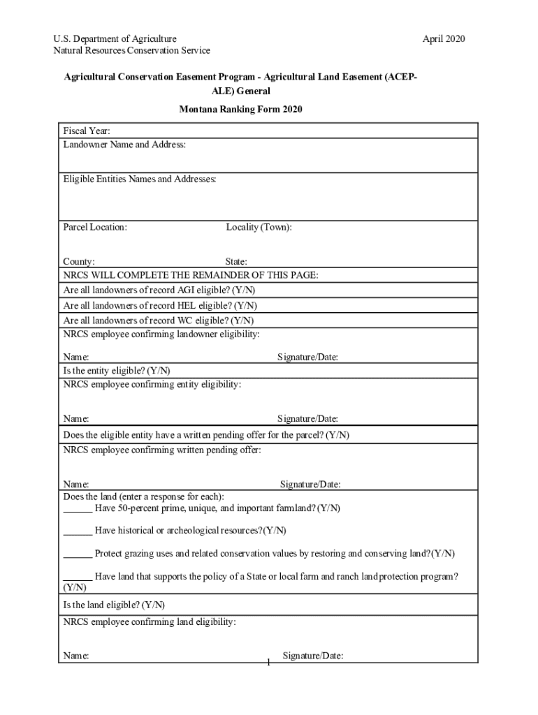 Fillable Online ACEP-ALE GeneralMontana Ranking Form 2020 - Natural ...
