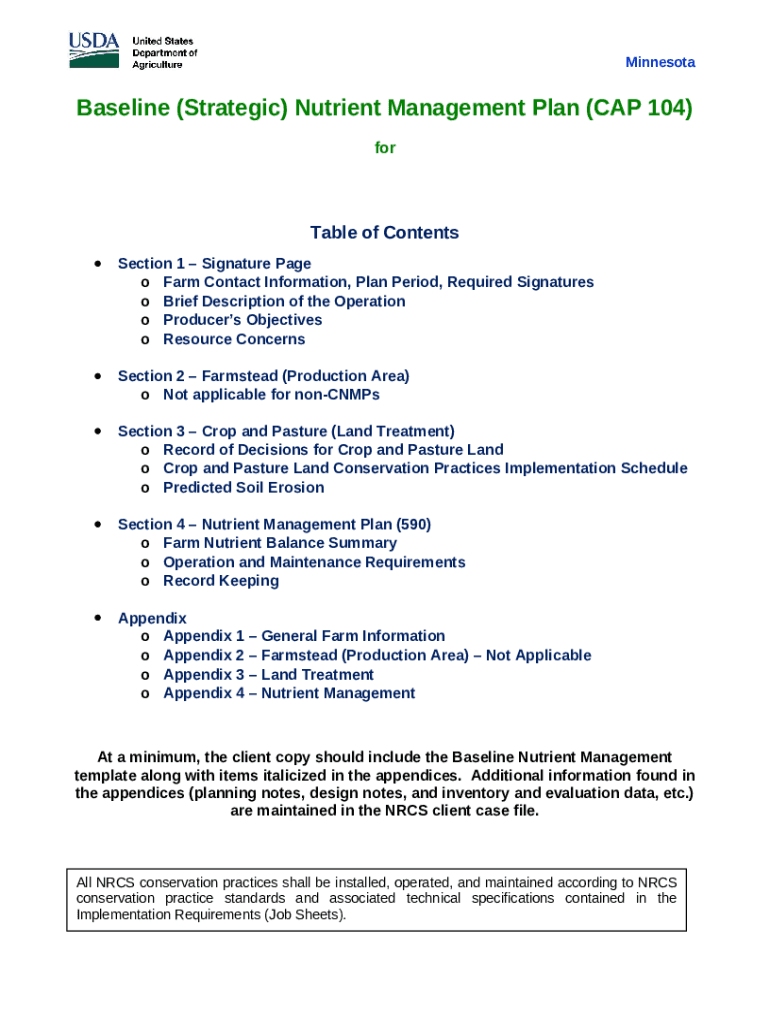A. BASELINE NUTRIENT MANAGEMENT PLANNING (STRATEGIC) B ... Doc Template | pdfFiller
