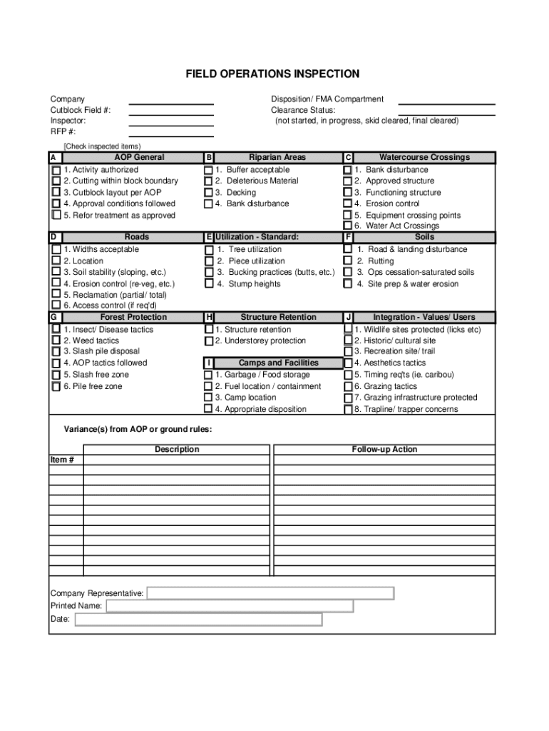 Fillable Online www1 agric gov ab Appendix 2Cutblock Inspection Form ...
