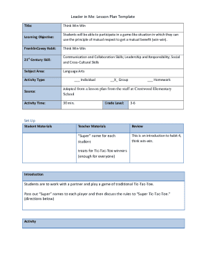 Fillable Online Leader in Me: Lesson Plan Template Fax Email Print ...