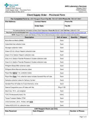 Fillable Online Client Supply Order - Provincial Form. Client Supply Order - Provincial Form Fax ...