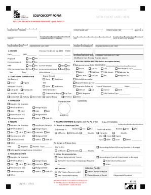 Fillable Online Colposcopy Form40120ACTIVE20201103 (Activated ...