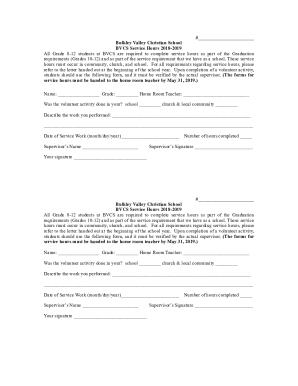 Fillable Online 18-19 Service Hour Form Fax Email Print - pdfFiller
