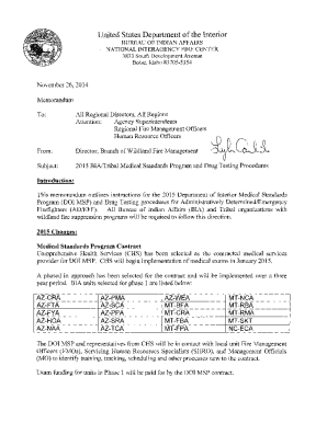 Fillable Online BIA Medical Standards Program and Drug Testing Memo ...