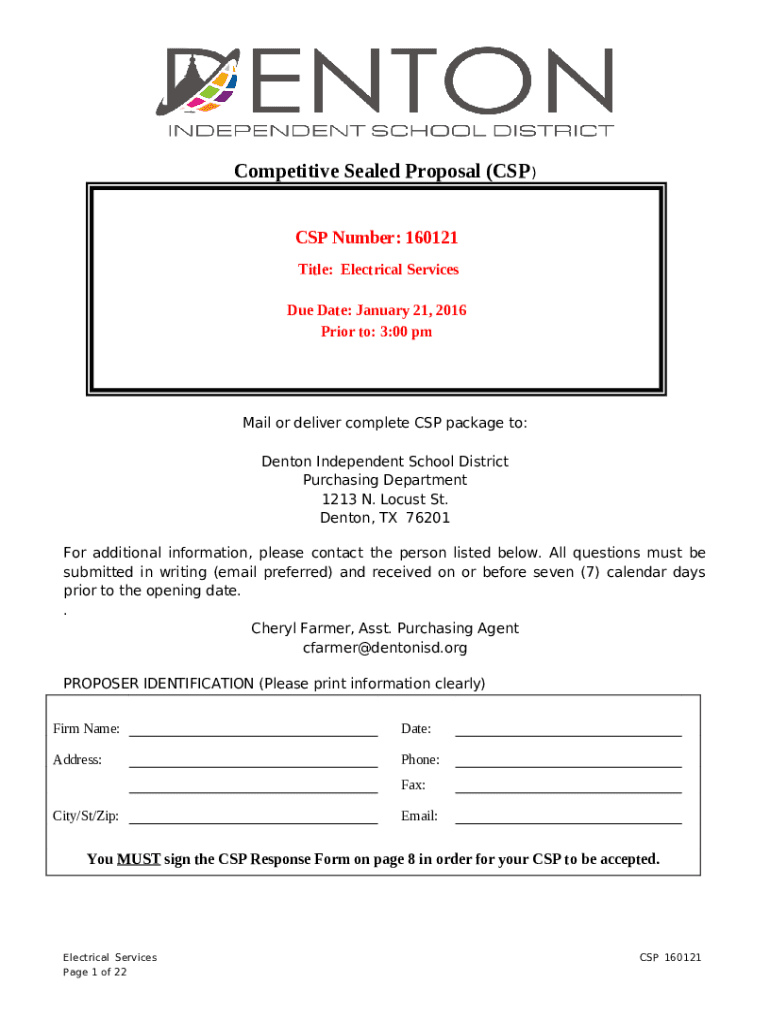 Competitive Sealed Proposal (CSP) CSP Number: 160121 Title ... Doc ...