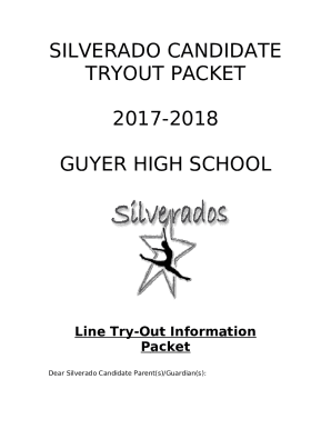 Line Try-Out Ination Packet Doc Template | pdfFiller