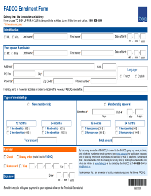 Fillable Online FADOQ Enrolment Form Fax Email Print - pdfFiller