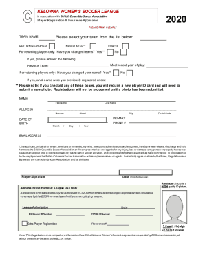 Fillable Online 2019 KWSL Player Registration Form - Nonfillable.docx ...