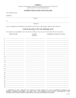 Fillable Online NOMINATION FOR MAYOR Fax Email Print - pdfFiller