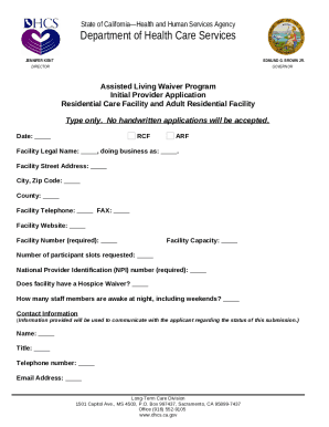 ASSISTED LIVING WAIVER - DHCS - CA.gov Doc Template | pdfFiller