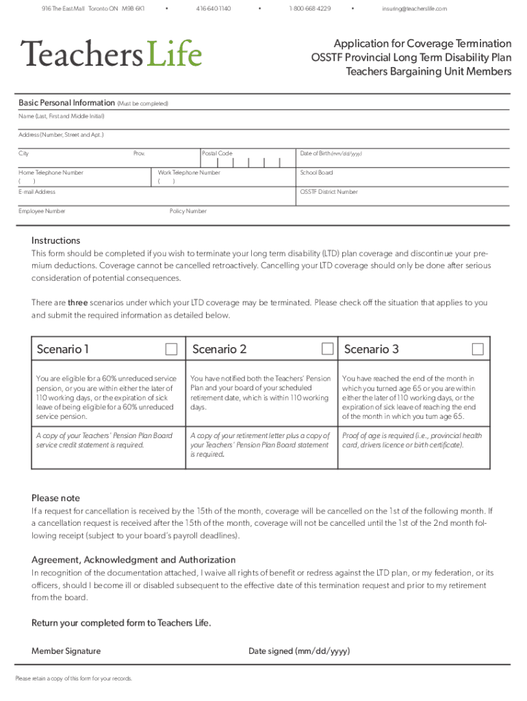 Fillable Online OSSTF D25 Termination Notice.qxd Fax Email Print ...
