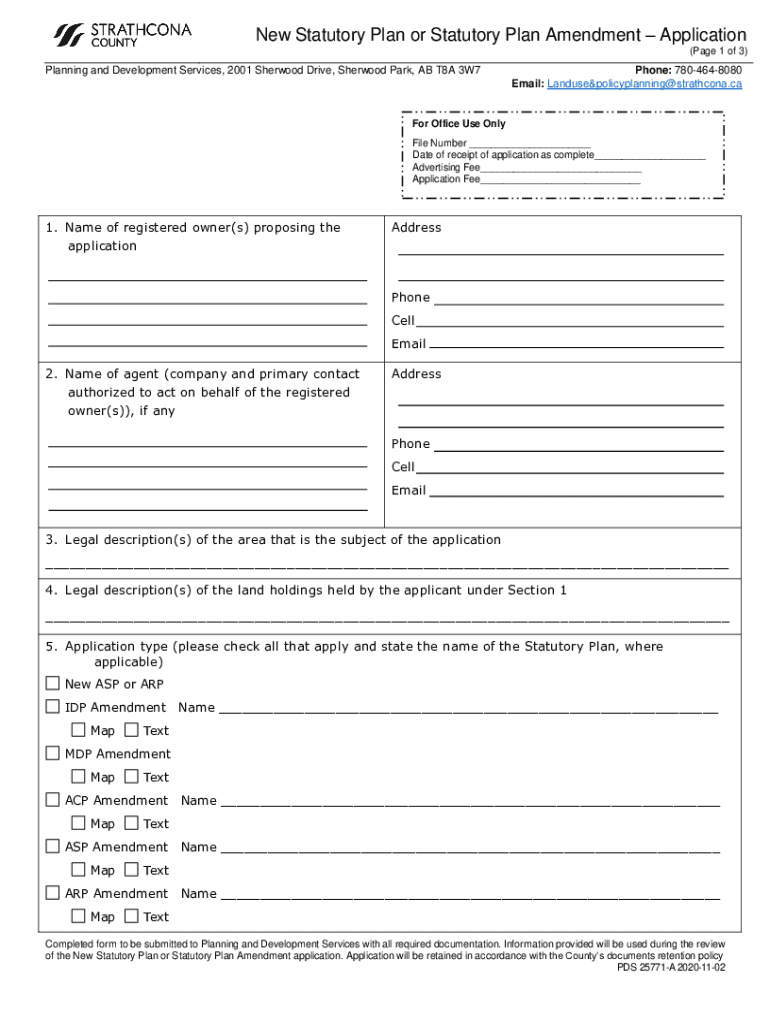Fillable Online New statutory plan or statutory plan amendment ...