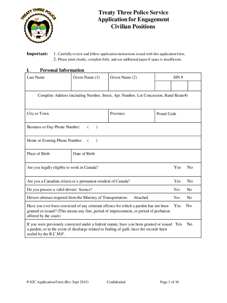 Fillable Online Treaty Three Police Service Fax Email Print - pdfFiller