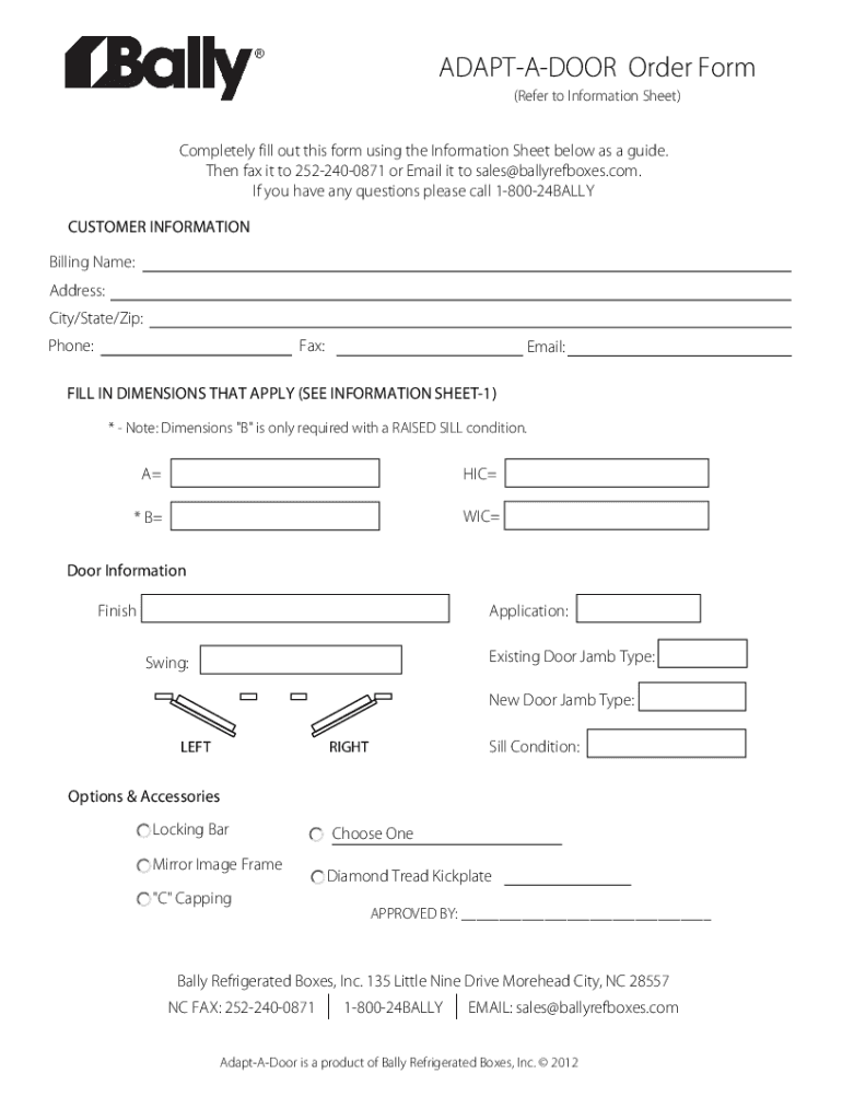Fillable Online ADAPT-A-DOOR Order Form - HubSpot Fax Email Print ...