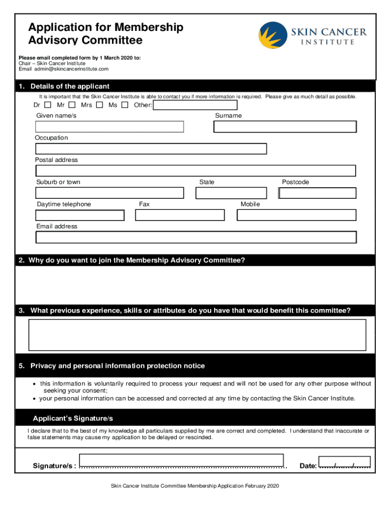 Fillable Online Committee Member Application Form (.doc) - HubSpot Fax ...