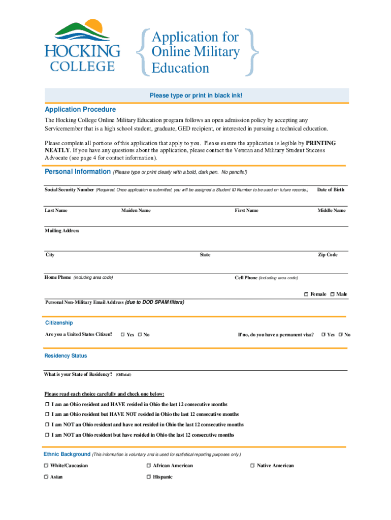 Fillable Online Application for Online Military Education - HubSpot Fax ...