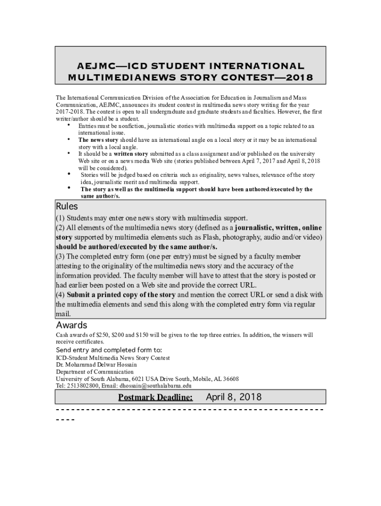 Fillable Online International Multimedia News Story Contest and Winners ...