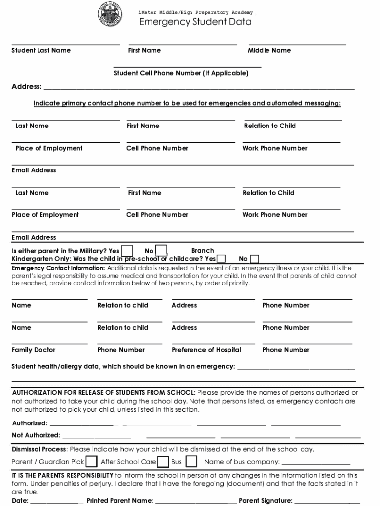 Fillable Online iMater Preparatory Academy High School in Hialeah, FL ...