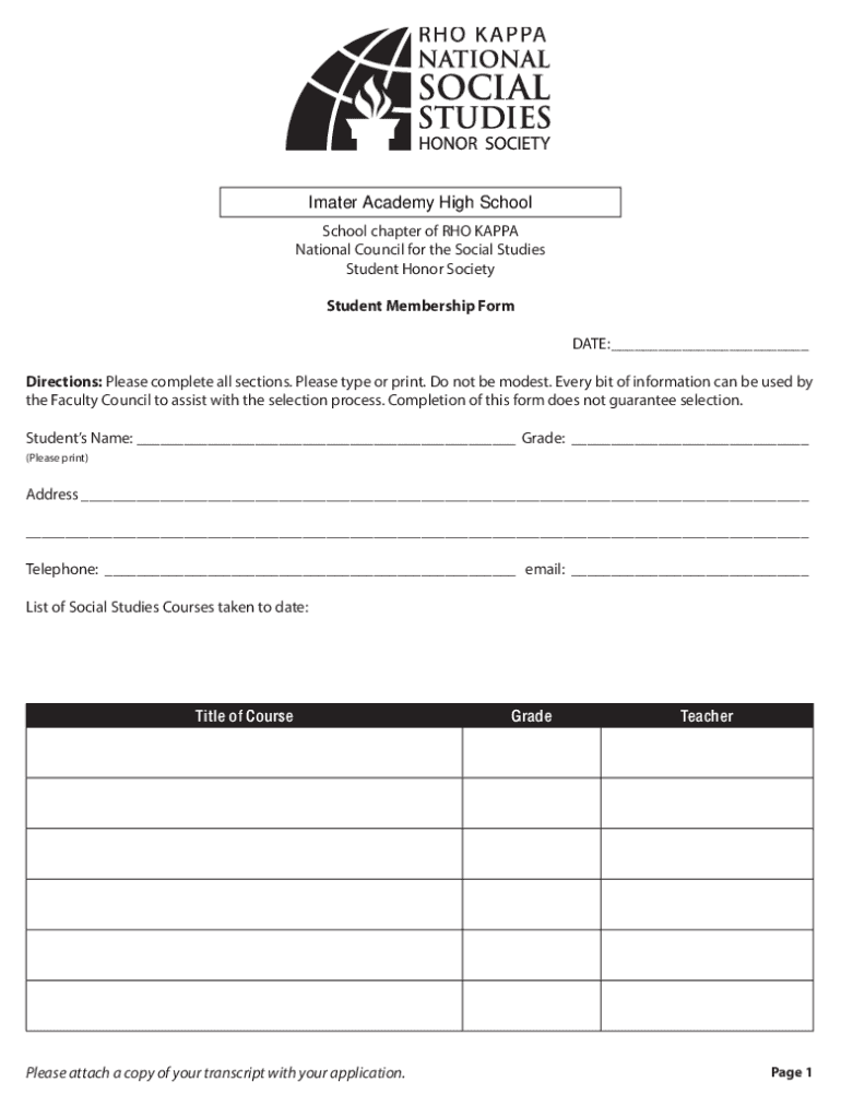 Fillable Online Rho Kappa National Social Studies Honor SocietySocial ...