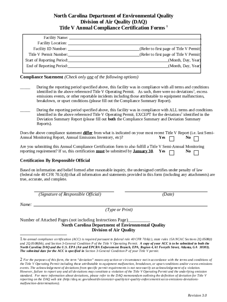NC DEQ: Air Quality Permitting - North Carolina Doc Template | pdfFiller