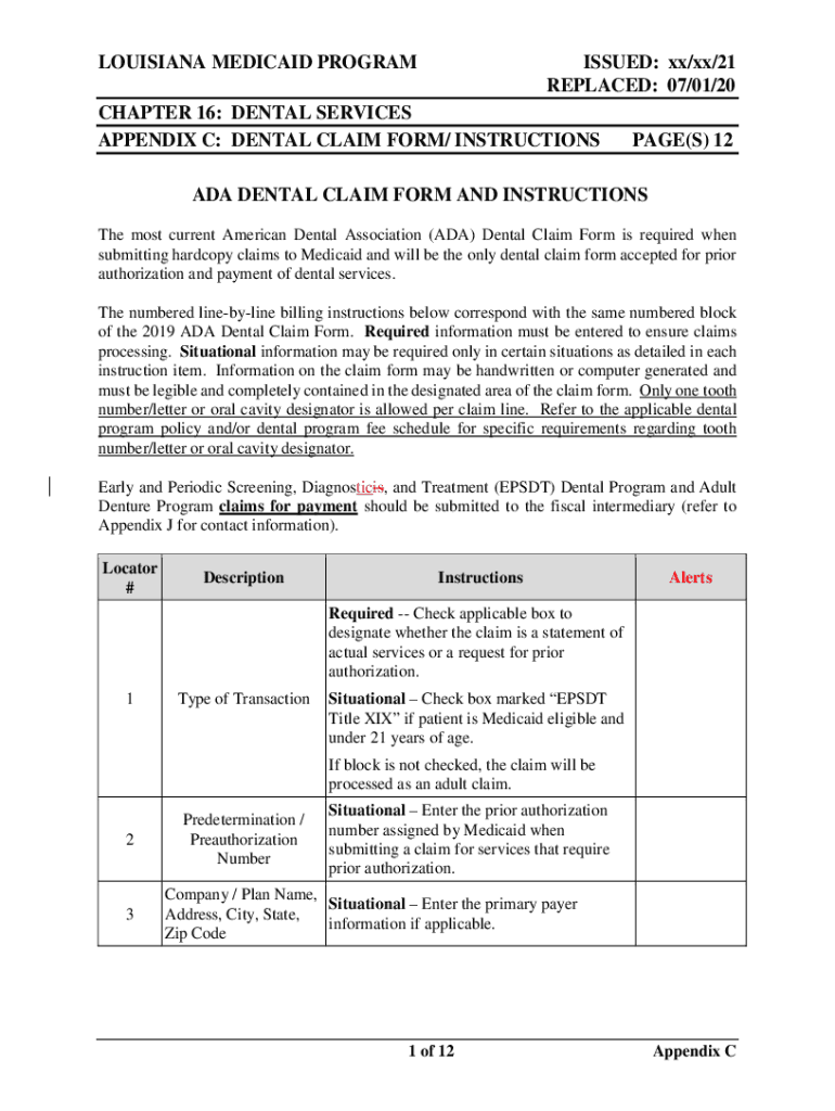 Fillable Online Revised ADA Claim Form - ldh.la.gov Fax Email Print ...