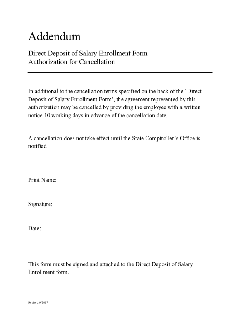Fillable Online Direct Deposit Addendum. Fax Email Print - pdfFiller