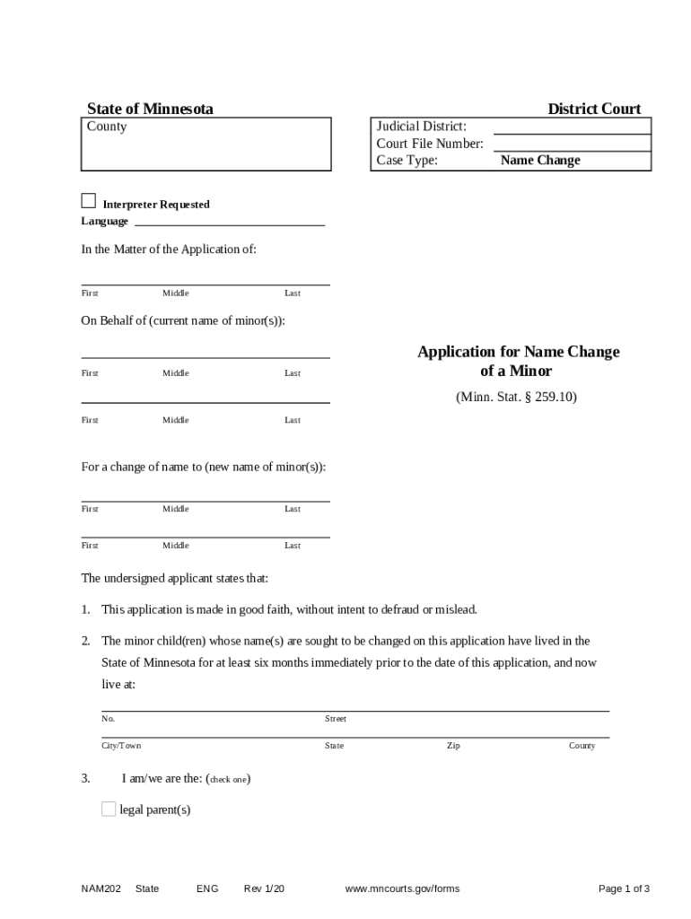 NOTICE TO NAME CHANGE APPLICANTS - Minnesota Doc Template | pdfFiller
