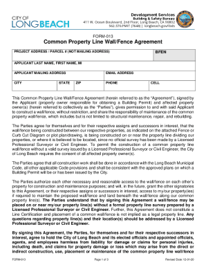 Fillable Online FORM-013 Common Property Line Wall-Fence Agreement Fax ...