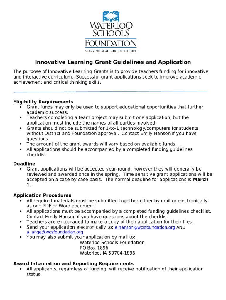 Innovative Learning Grant Guidelines and Application The ... Doc ...