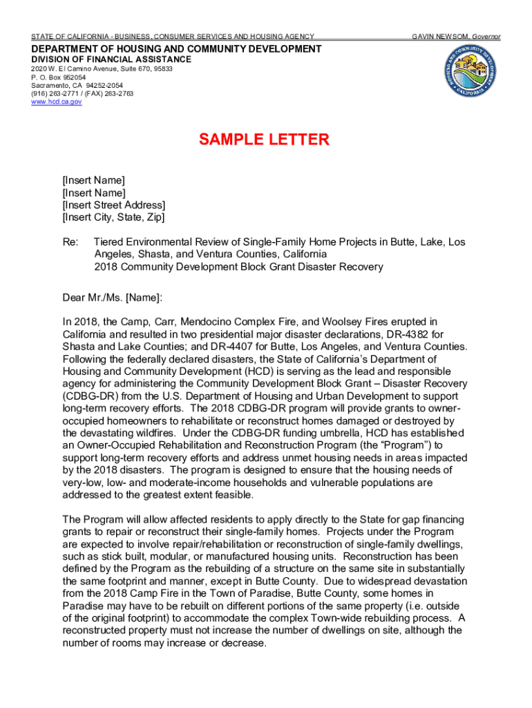 Fillable Online Sample Tribal Letter - California Department of Housing ...