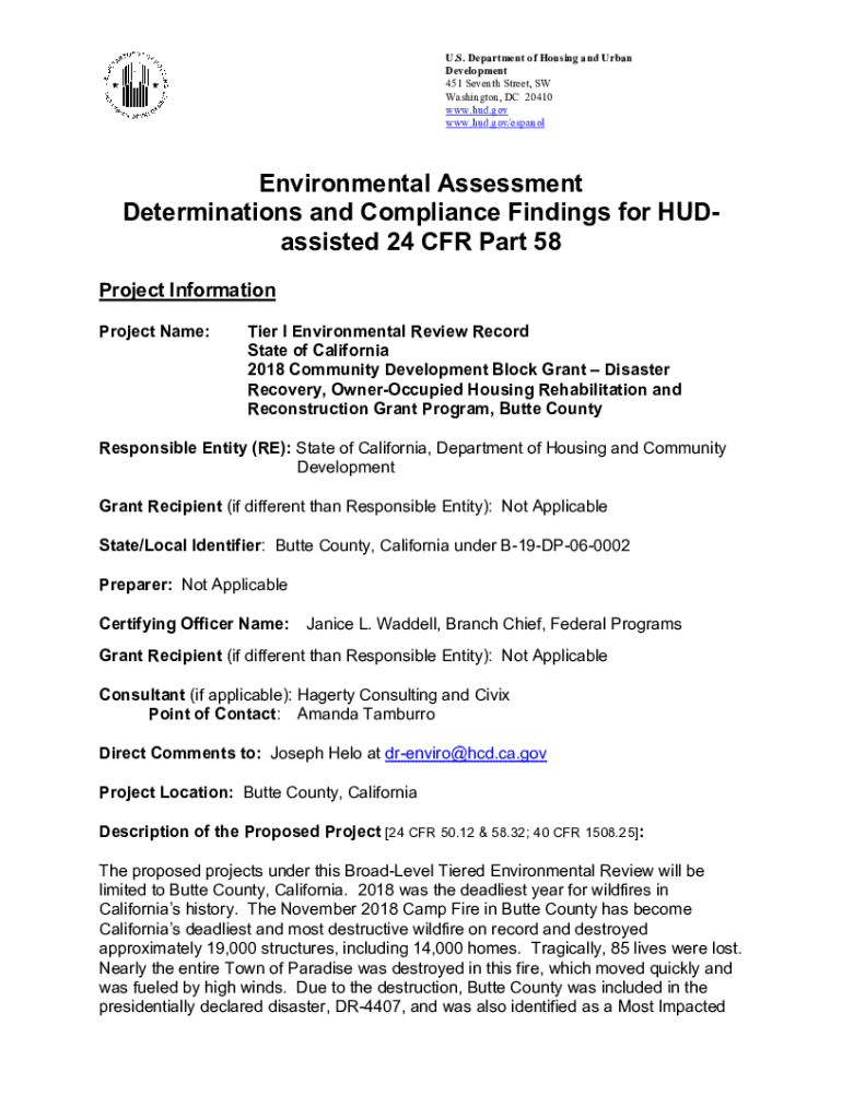 Fillable Online Butte County Environmental Assessment Determinations ...