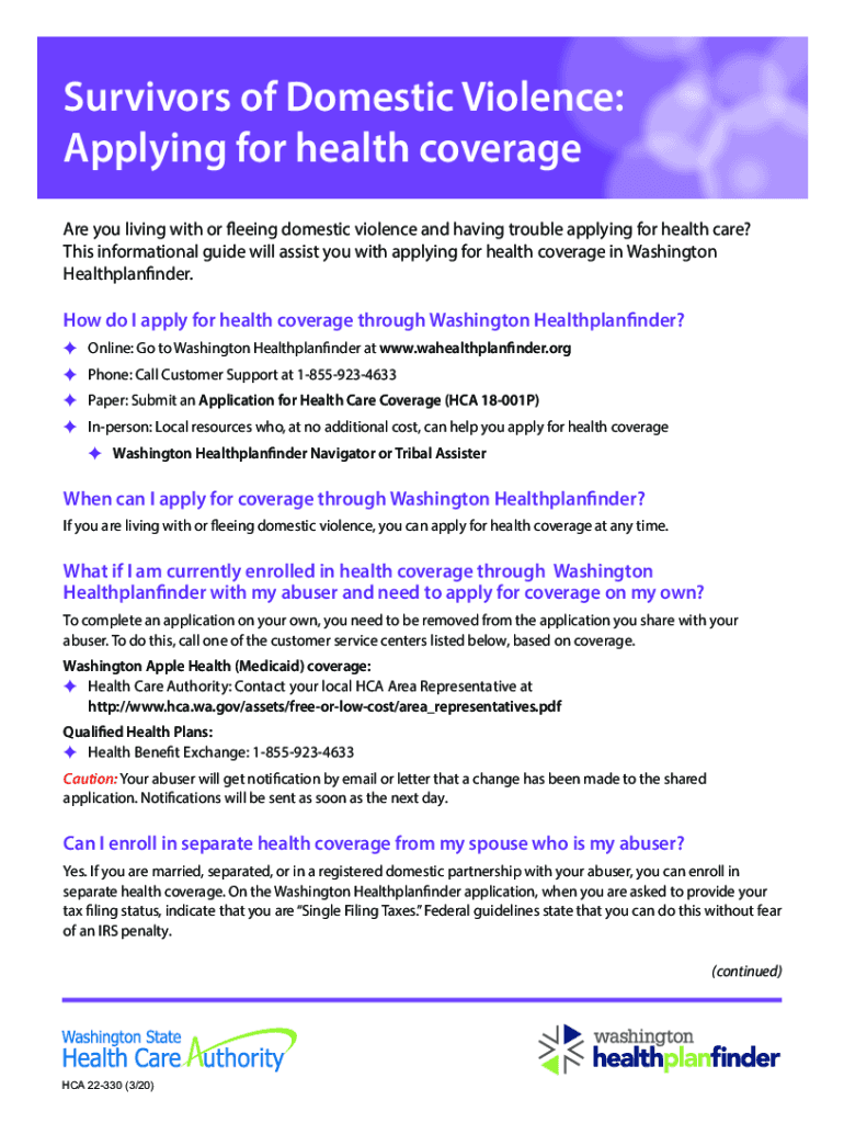 Fillable Online Survivors of Domestic Violence Applying for health coverage Fax Email Print ...