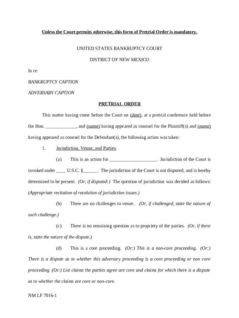 36: Final Pretrial OrderFederal Judicial Center - nmb uscourts Doc ...