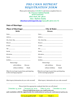 Fillable Online PRE CANA REGISTRATION FORM.doc Fax Email Print - pdfFiller