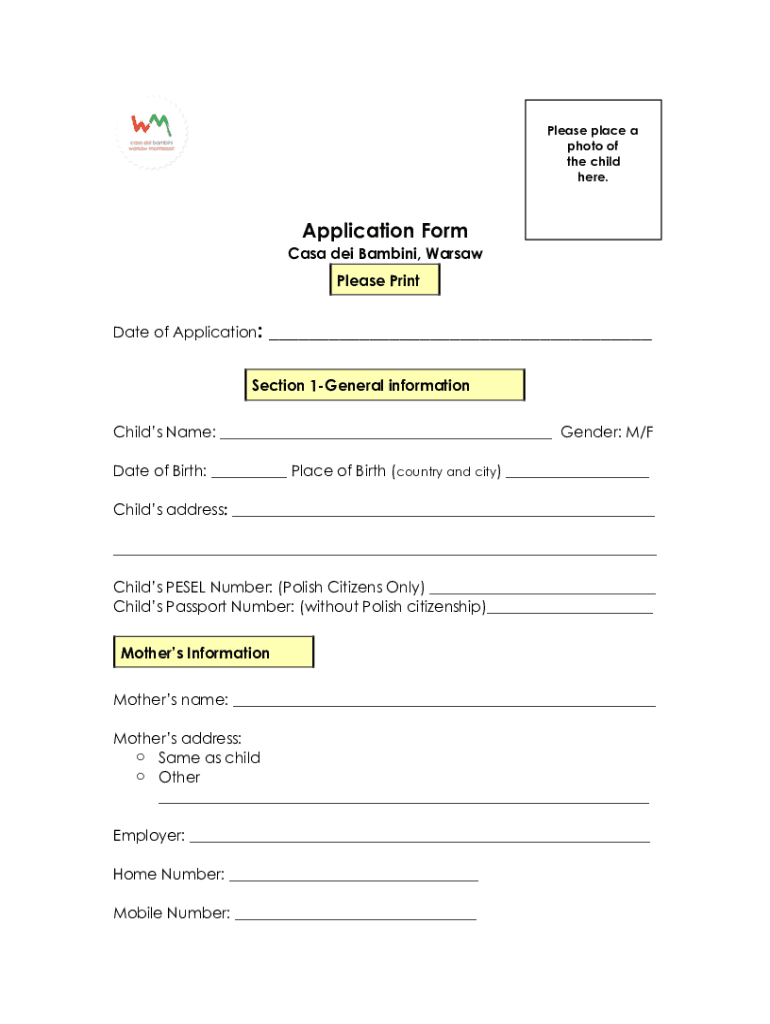 Fillable Online 1 Application FormCasaWarsaw Fax Email Print - pdfFiller
