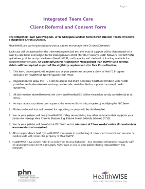 Fillable Online Integrated Team Care Check List ensure that ...