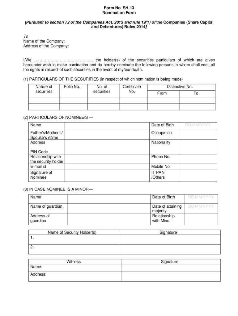 Fillable Online Nomination-Form-SH 13 Fax Email Print - pdfFiller
