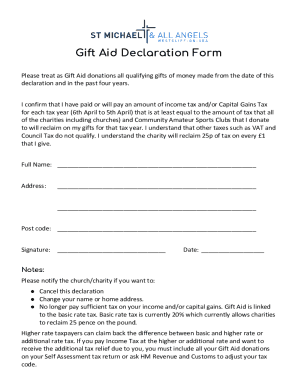 Fillable Online Charities and CASC: Gift Aid declaration forms for a ...