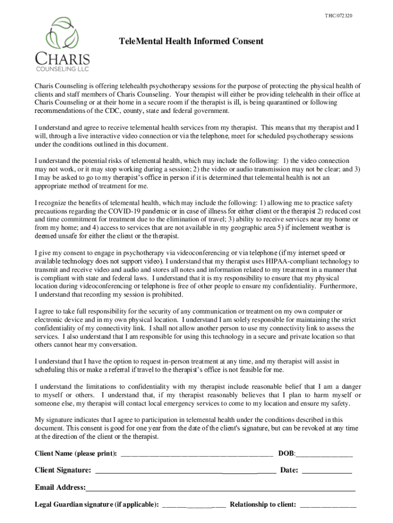 Fillable Online DISCLOSURES AND INFORMED CONSENT AGREEMENT Mental ...